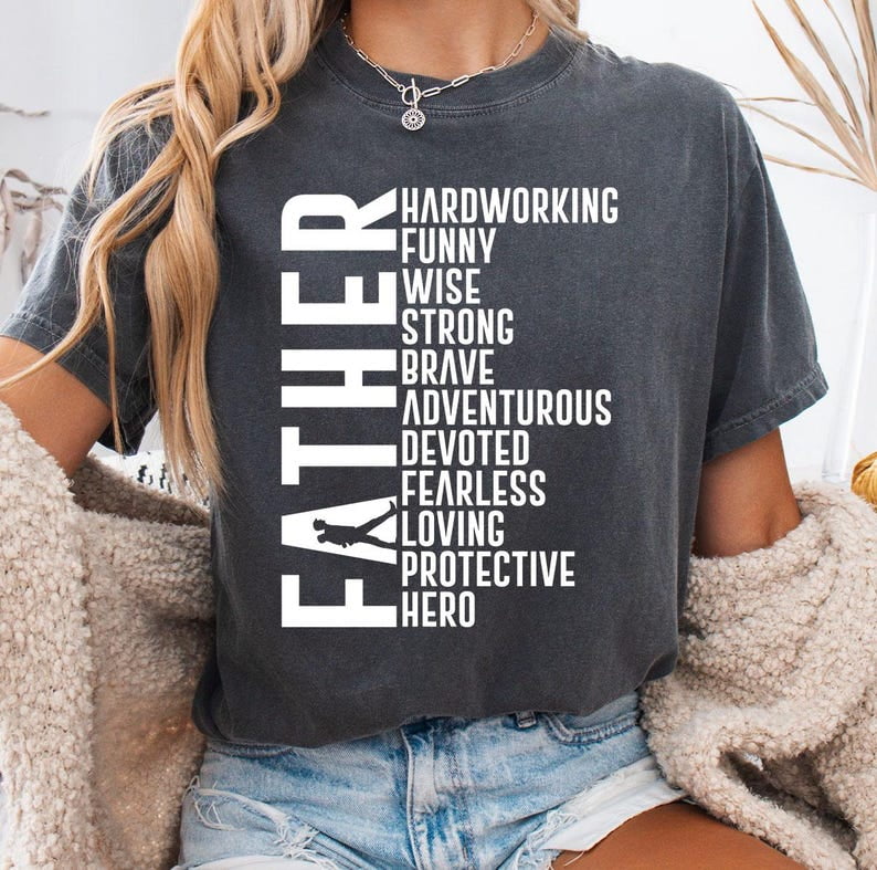 Father Acronym T-Shirt Hardworking Funny Dad Brave Hero Tee Dad ...