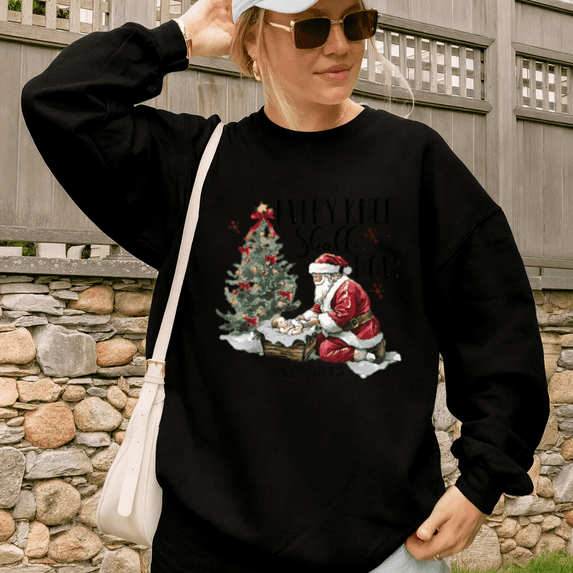 Father Christmas At The Nativity Christian Holiday Scene Sweatshirt ...