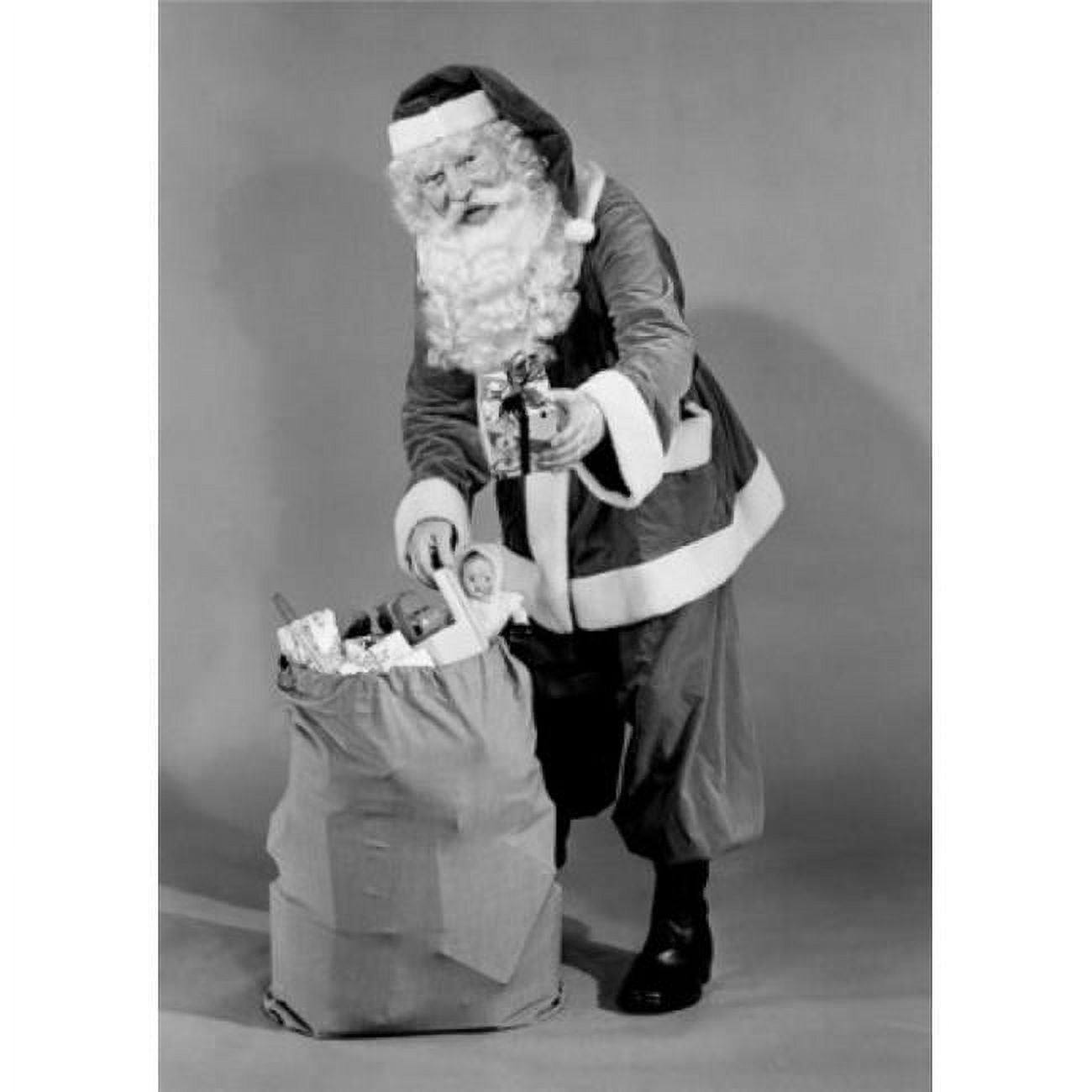 Father Christmas Pulling Present From Sack Poster Print - 18 x 24 in ...
