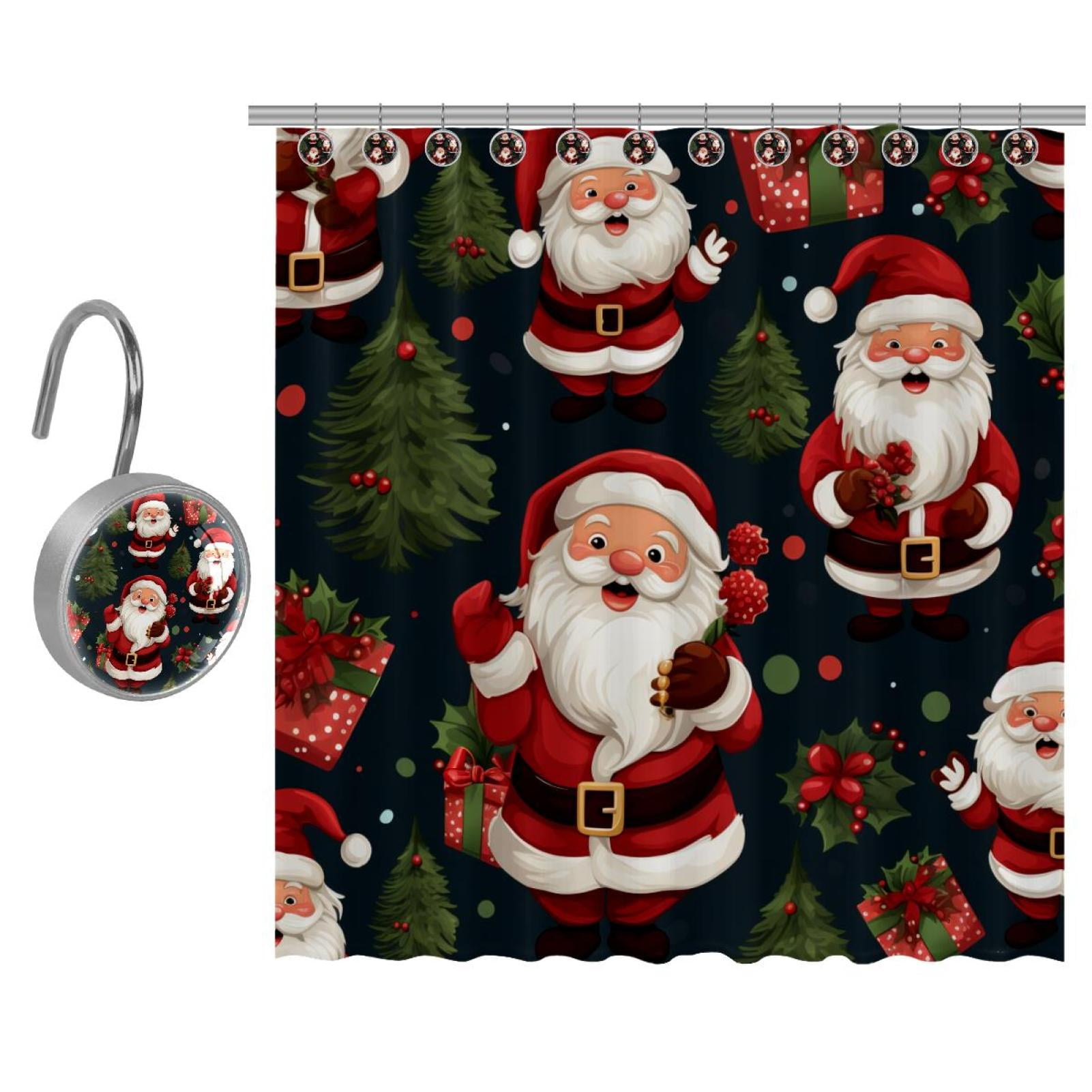 Father Christmas Santa Claus Shower Curtain Set for Bathroom - Walmart.com