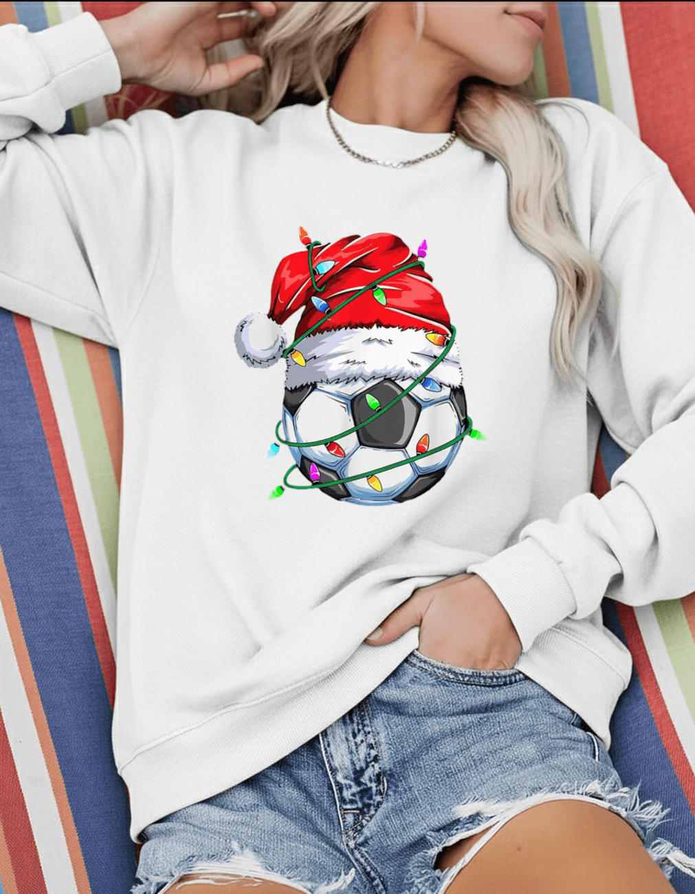 Father Christmas Soccer Ball Holiday Sports Player Gift Sweatshirt, for ...