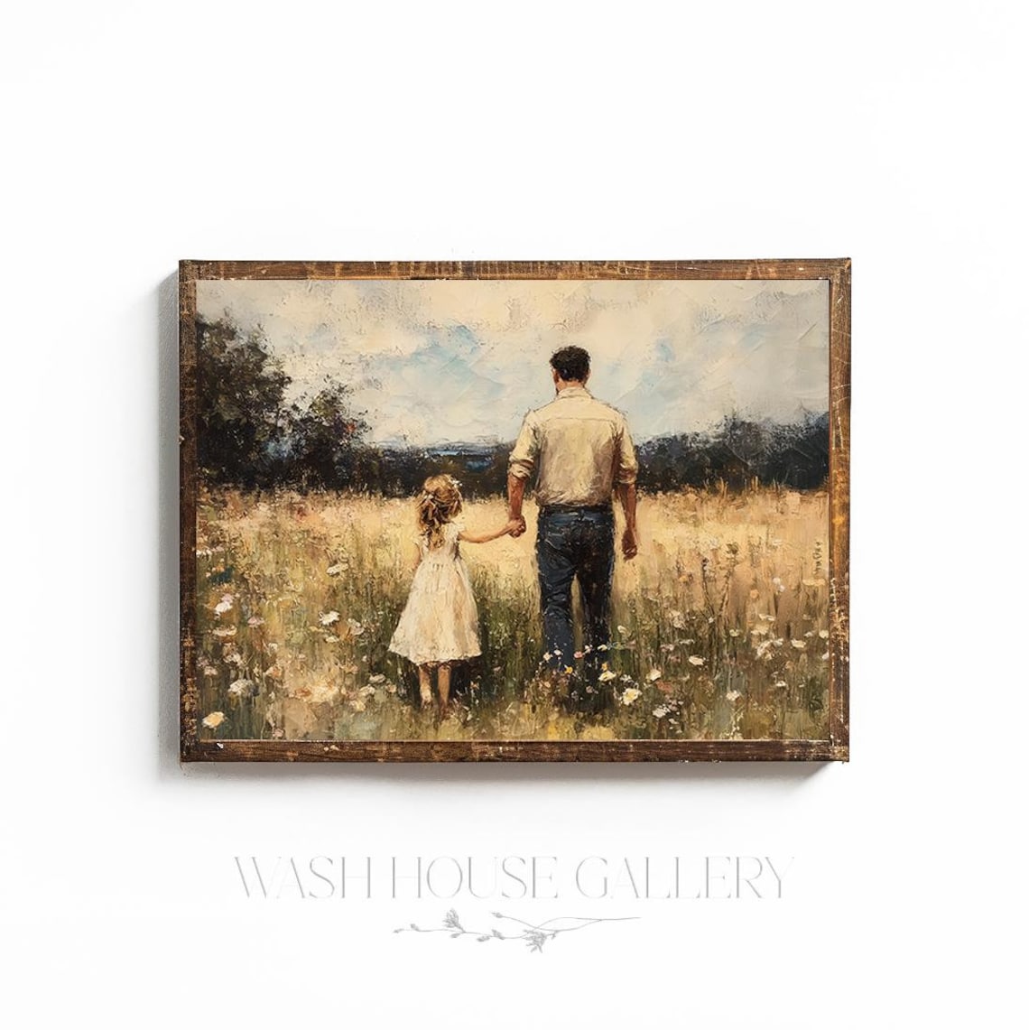 Father Daughter Fatherhood Wall Art Cottagecore Wall Art Daddys Girl ...