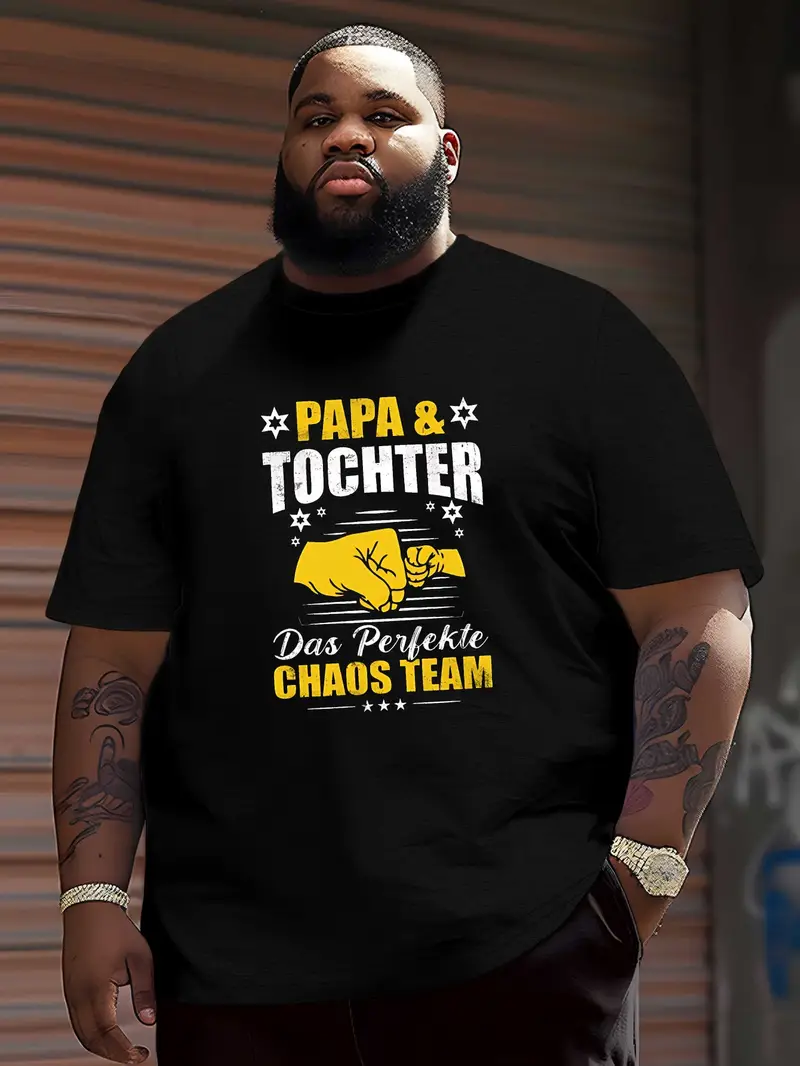Father Daughter Fist Bump Chaos Team Men Dad Gift Plus Size Short ...