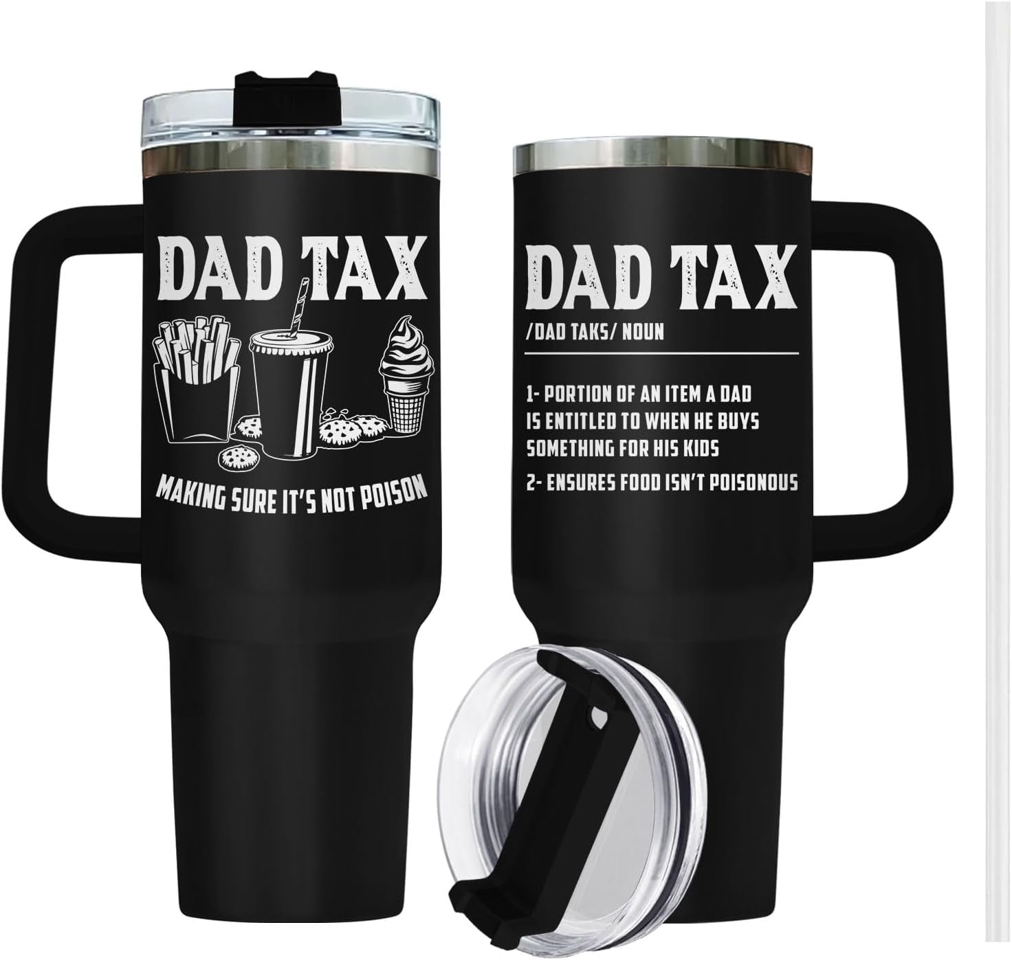 Father Day Gifts, Dad Tax Tumbler with Handle Straw 40 oz Stainless ...