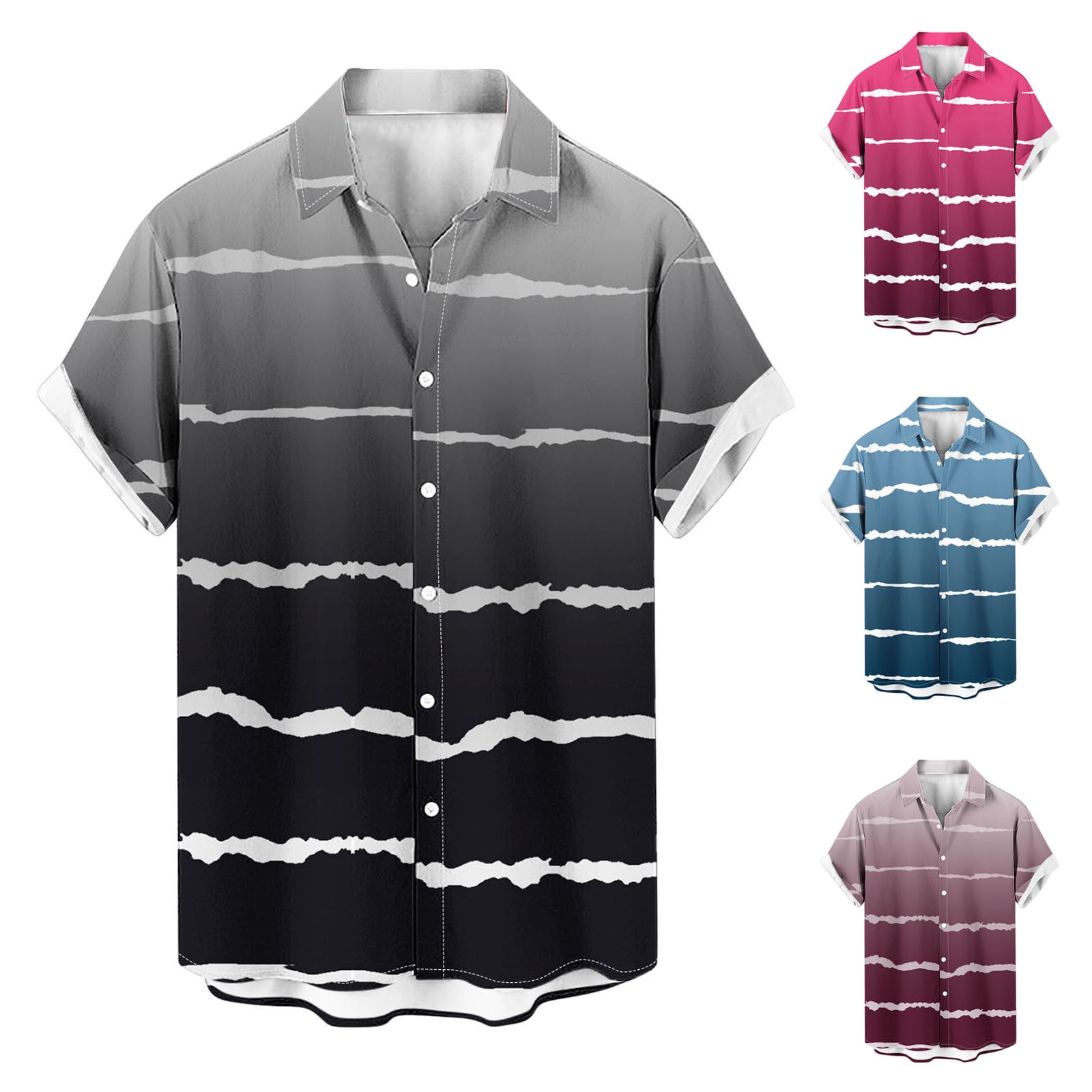 Father Day Sale!Stripe Button Up Shirt Men,Summer Turndown Collar ...