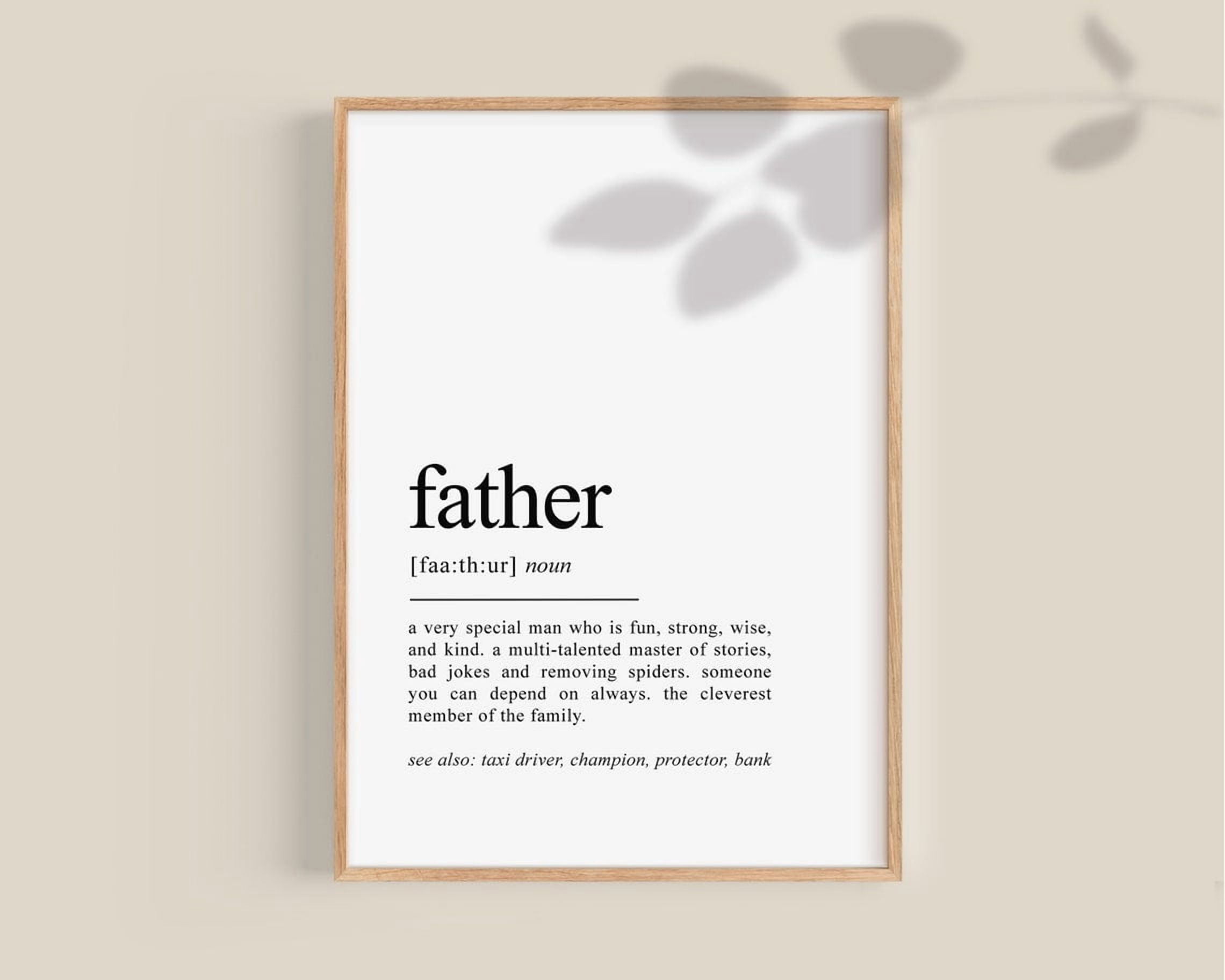 Father Definition Poster, Father, Dad, Men, New Father, New Dad Wall ...