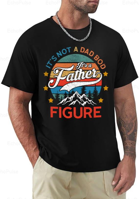 Father Figure Funny Dad Bod Mountain Trek Hiking Style T-Shirt ...