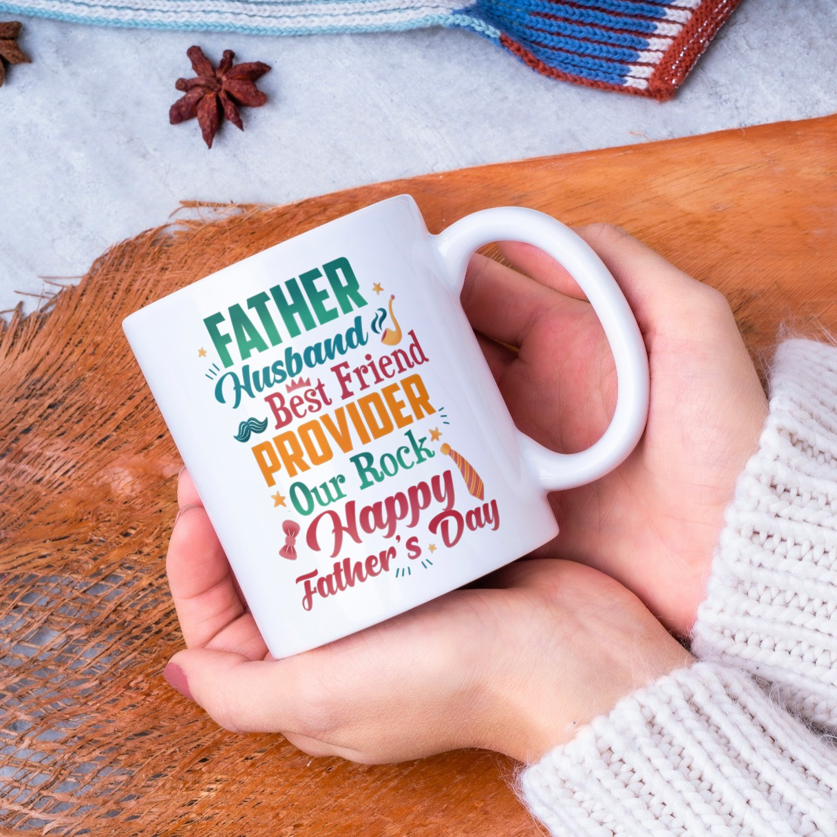Father Husband Best Friend Provider Our Rock Happy Father's Day Mug ...