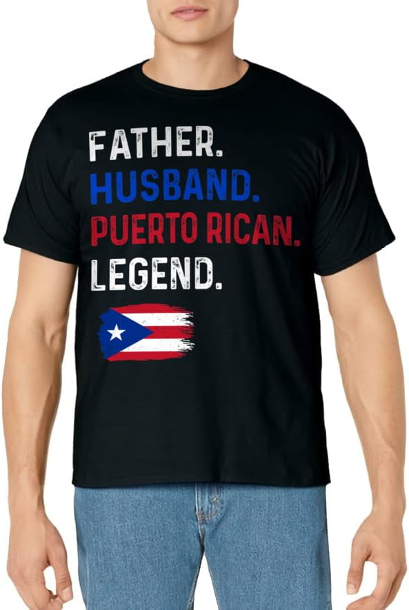 Father Husband Puerto Rican Legend Proud Dad Rico Flag T-Shirt ...
