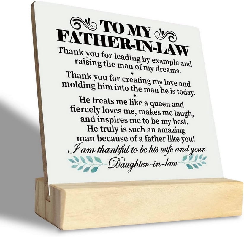 Father-In-Law Gifts Wooden Table Sign, Thank You For Leading By Example ...