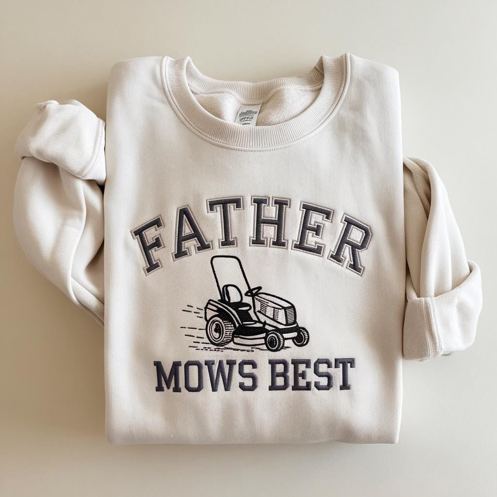 Father Mows Best Embroidered Sweatshirt, Funny Mowing Dad Shirt, Father ...