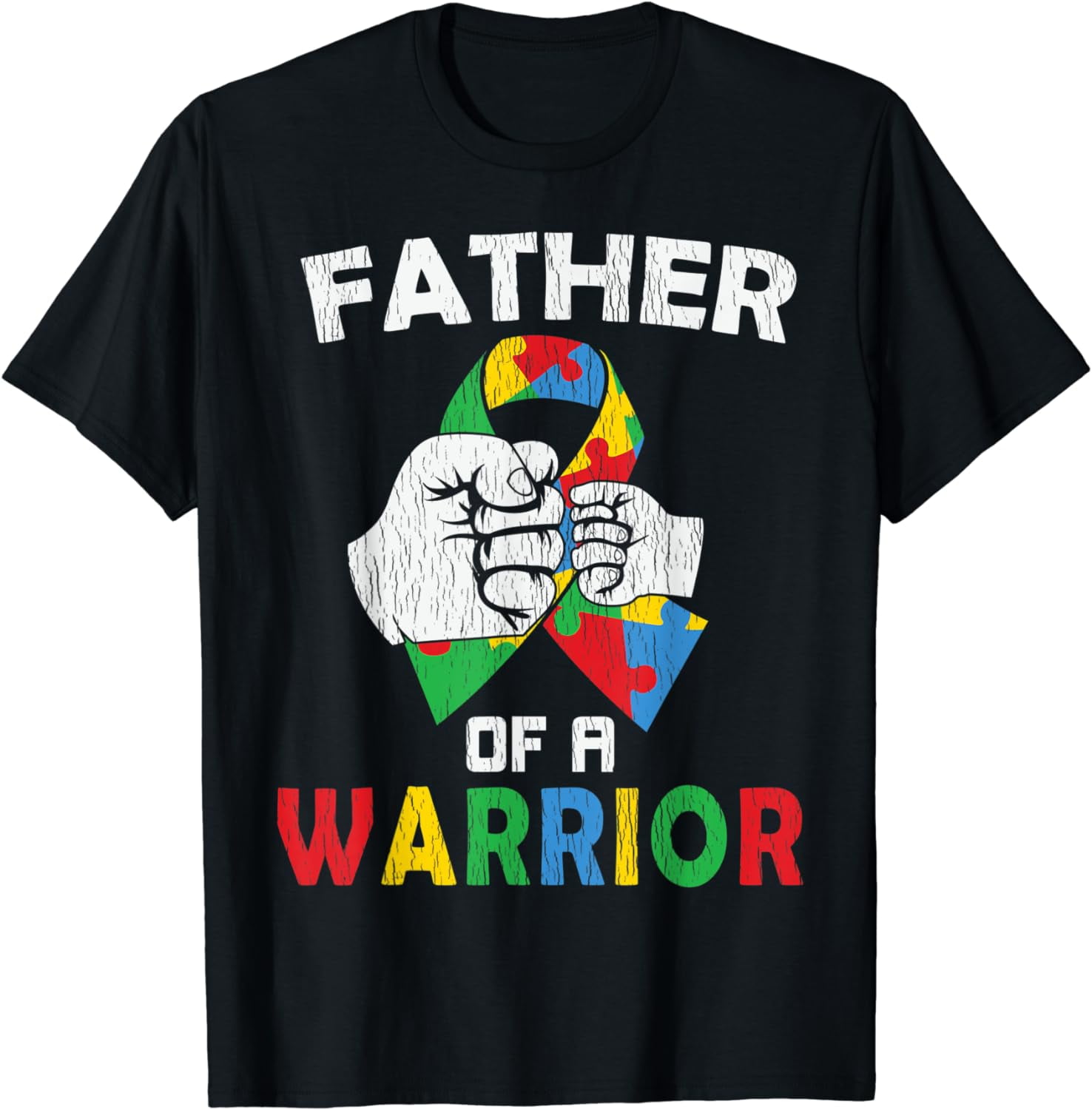 Father Of A Warrior Autistic Kids Autism Awareness Ribbon T-Shirt ...