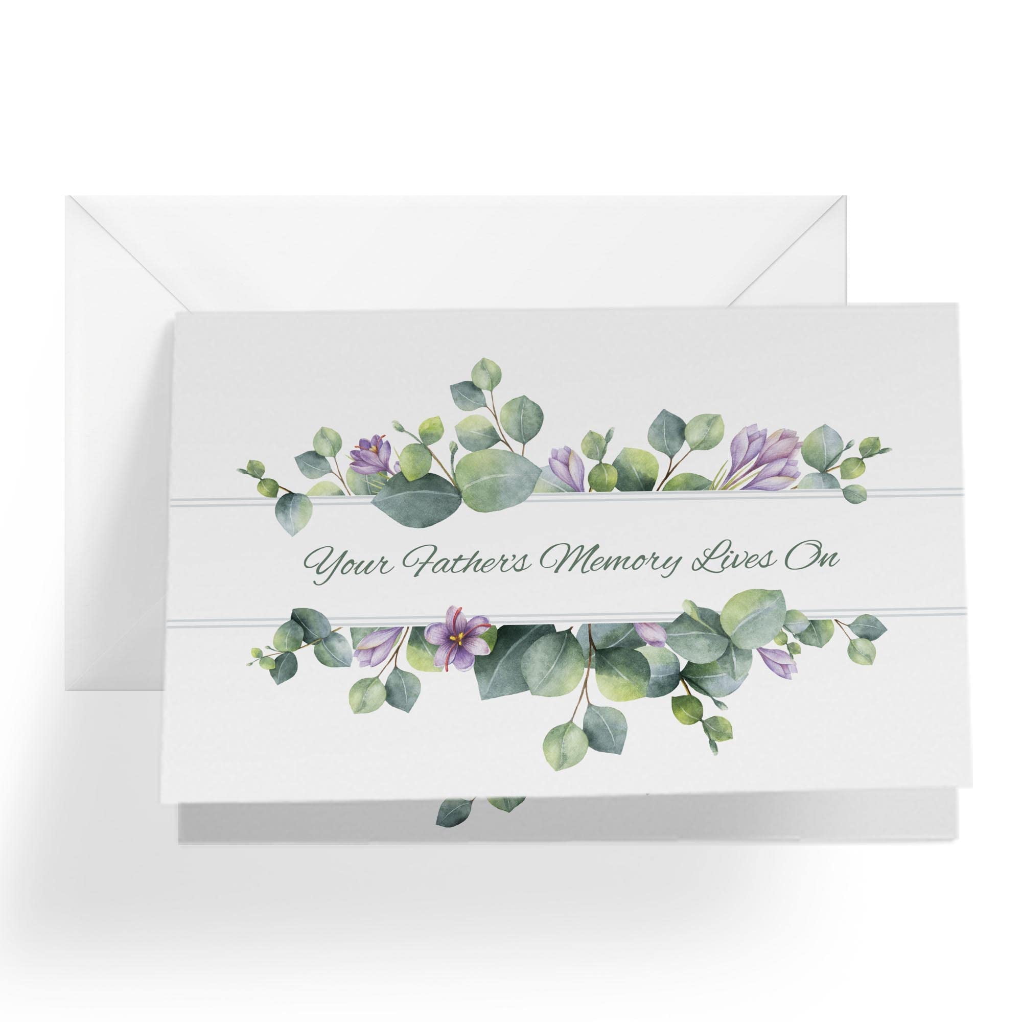 Father Remembrance Sympathy Card, Elegant Floral Banner Design ...