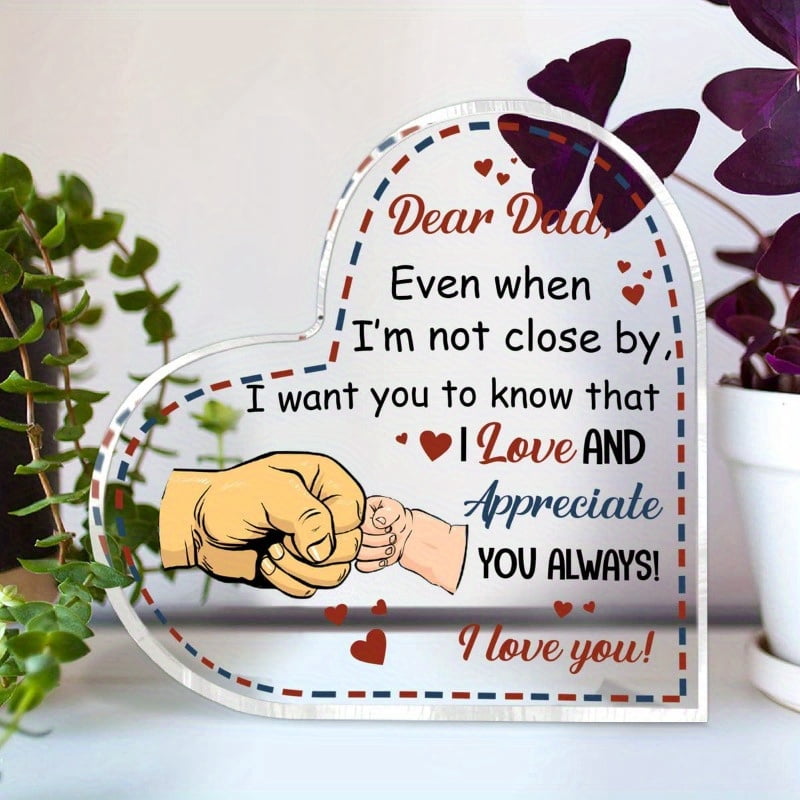 Father'S Day Gift Acrylic Heart Shaped Desktop Decoration For Dad ...