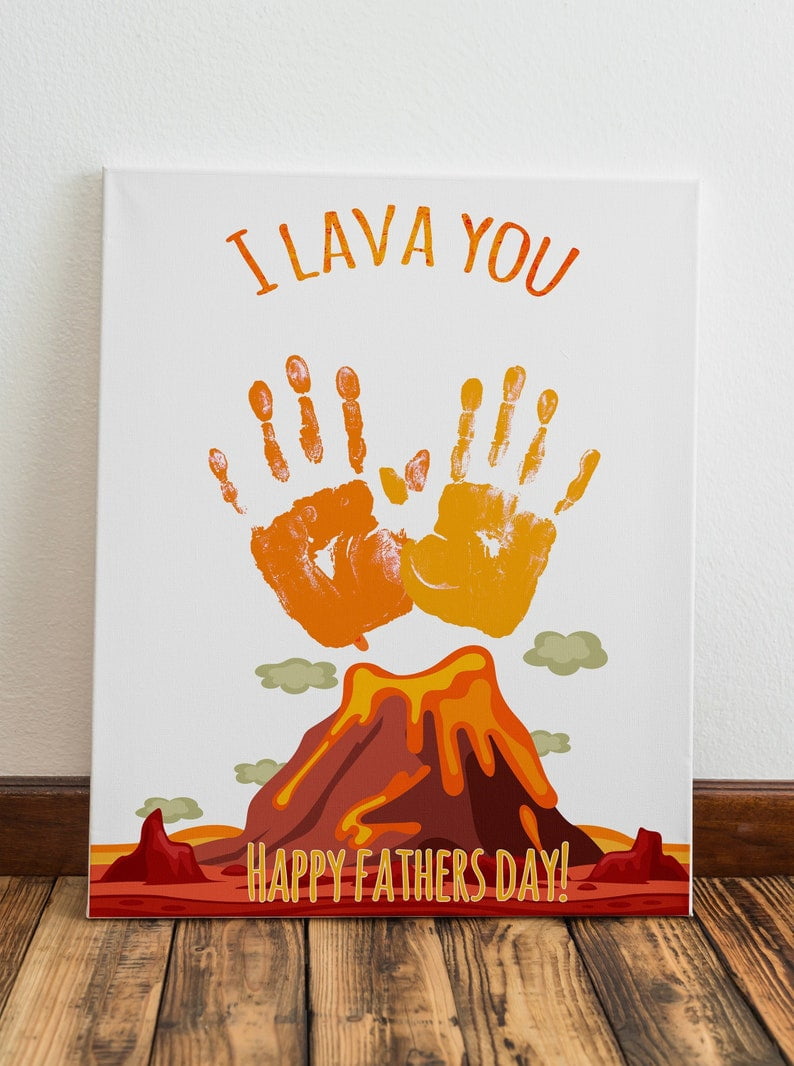 Father’S Day Gift, Kids Gift To Dad, Handprints, I Lava You, Gift For ...