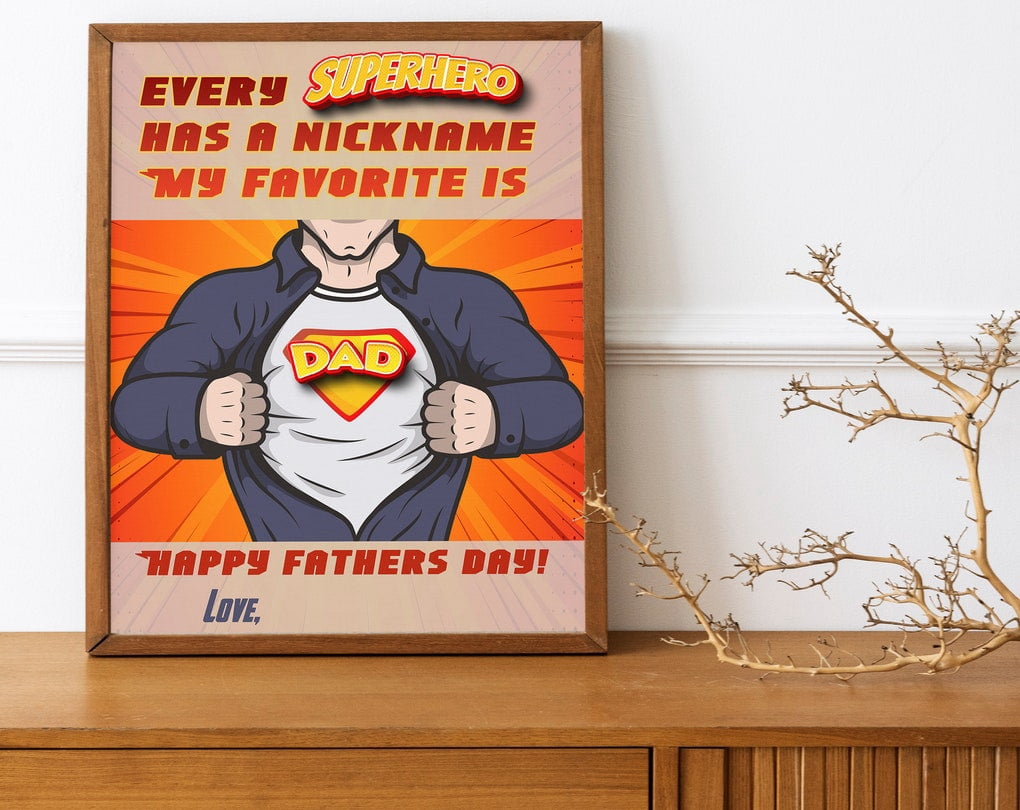 Father’S Day Gift, Superhero Dad, Vintage Print For Dad, Gift For Dad ...