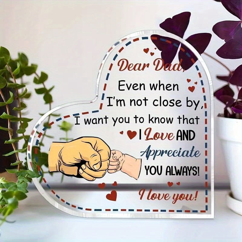 Father S Day Heart Acrylic Plaque 3.9X3.9 Inch Premium Clear Acrylic A ...