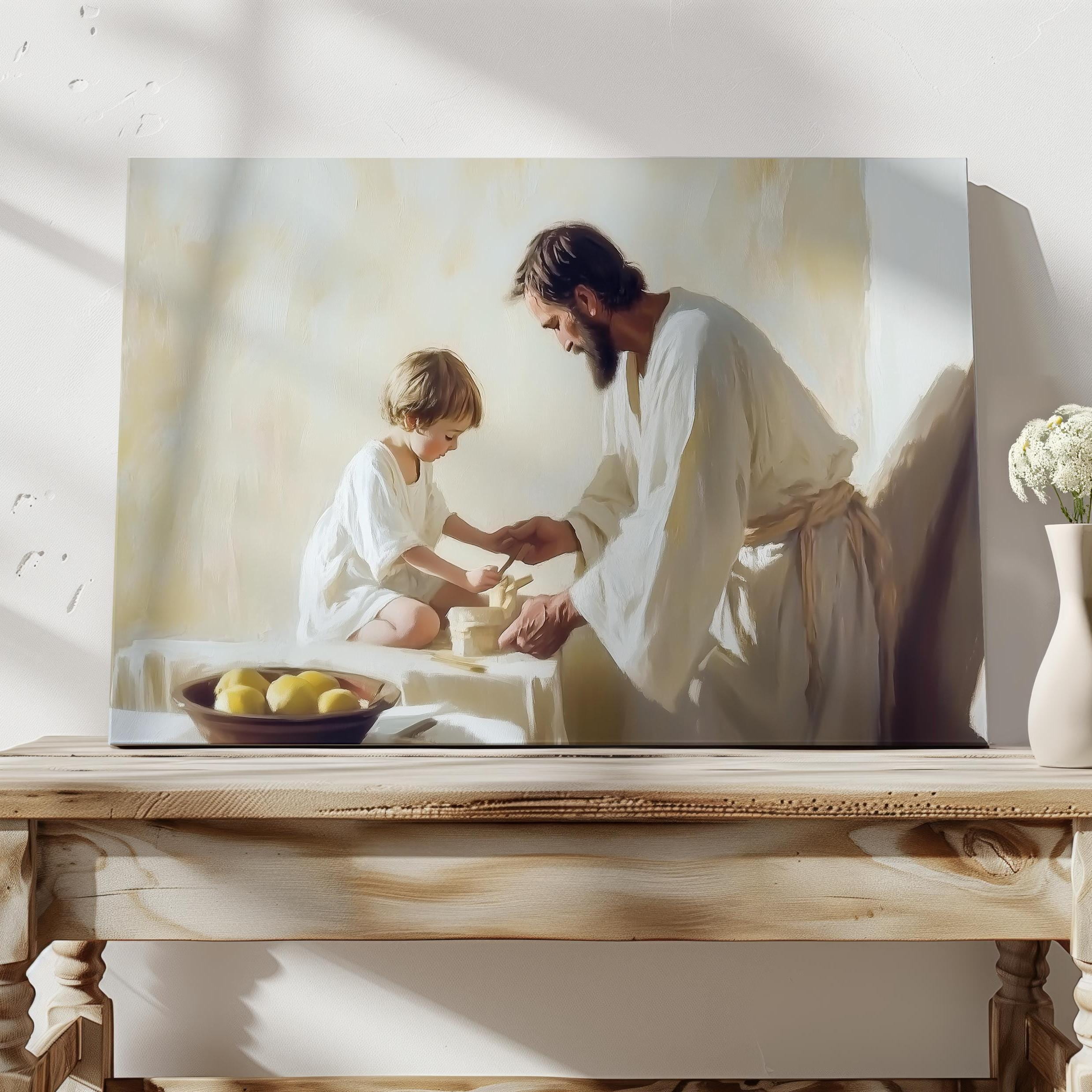 A Father'S Teachings Jesus Helping Father Joseph Matte Print Christian ...