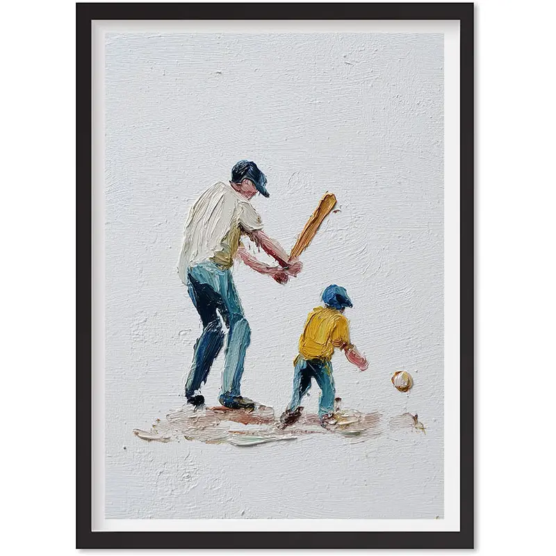 Father & Son Baseball Painting: Sentimental Nursery Wall Art, Matte ...