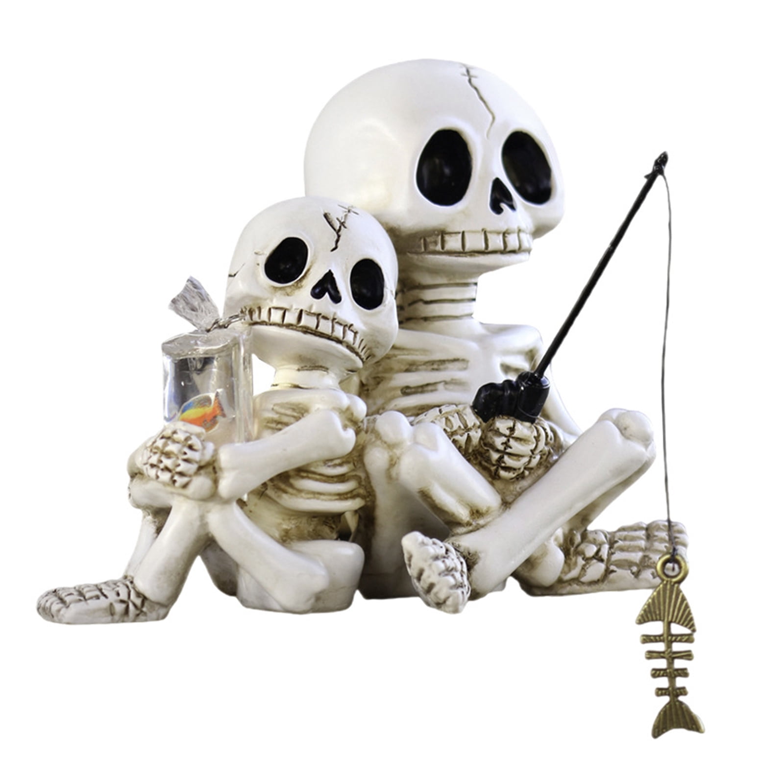 Father Son Fishing Skeletons Resin Statues Halloween Garden Decor ...
