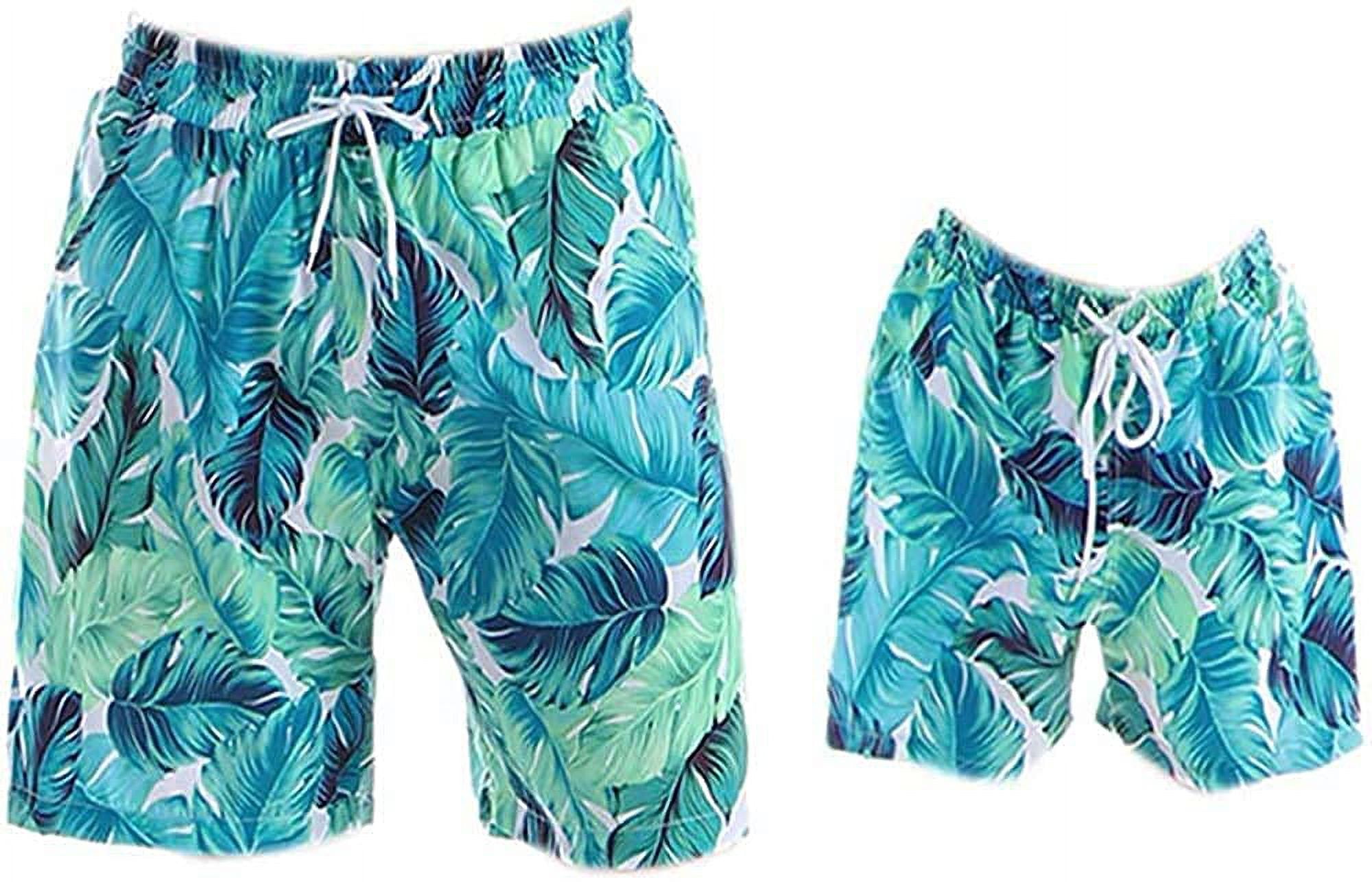 Father Son Matching Swim Trunks Hawaii Print Beachwear Daddy and Me ...