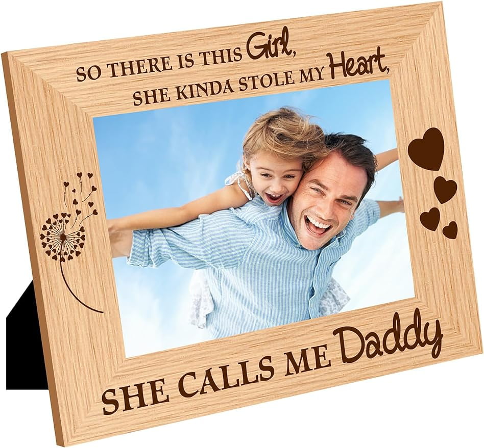 Father and Daughter Picture Frame Wood Photo Frames Engraved Display ...