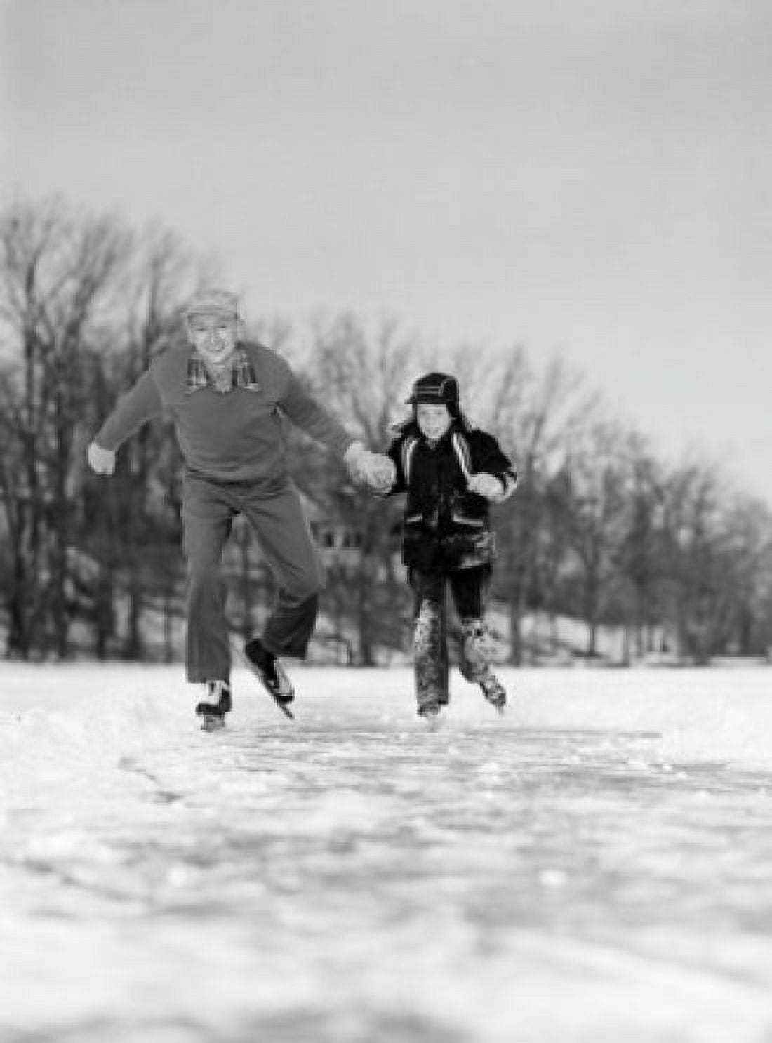 Father and son ice-skating Canvas Art - (24 x 36) - Walmart.com