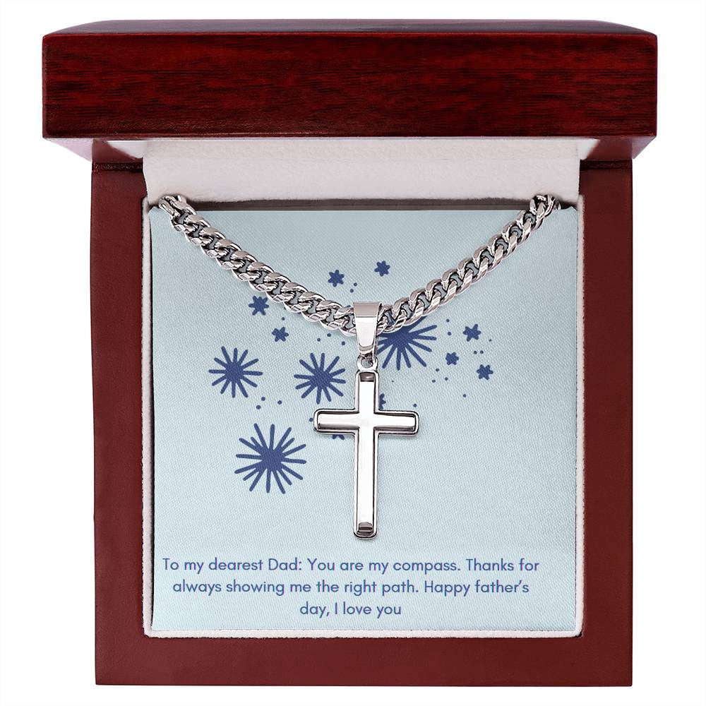 Father's Cross - Cuban Link Chain with Artisan Cross - Walmart.com