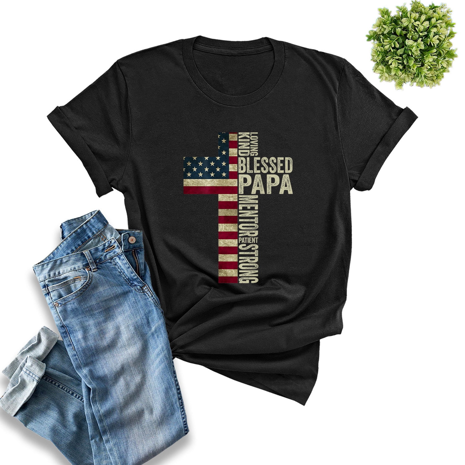 Father's Day, American Flag and Blessed Papa Patriotic and Religious ...