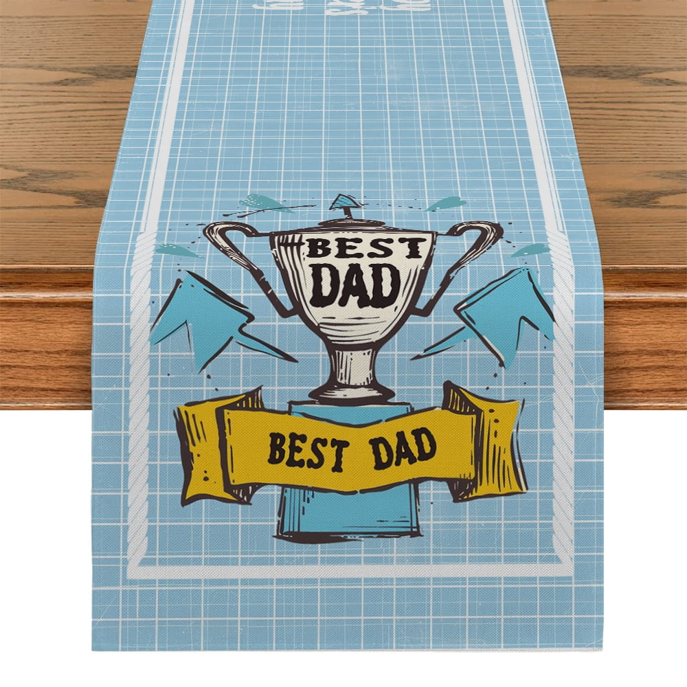 Father's Day Beard Trophy Geometry Table Runner Kitchen Table r ...