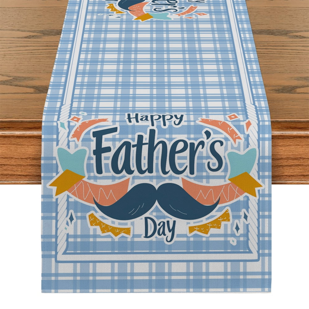 Father's Day Beard Trophy Geometry Table Runner Kitchen Table r ...