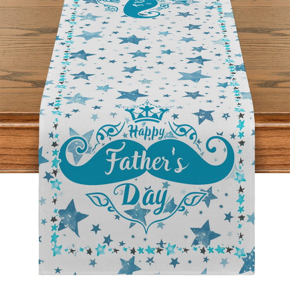Father's Day Beard Trophy Geometry Table Runner Kitchen Table r ...