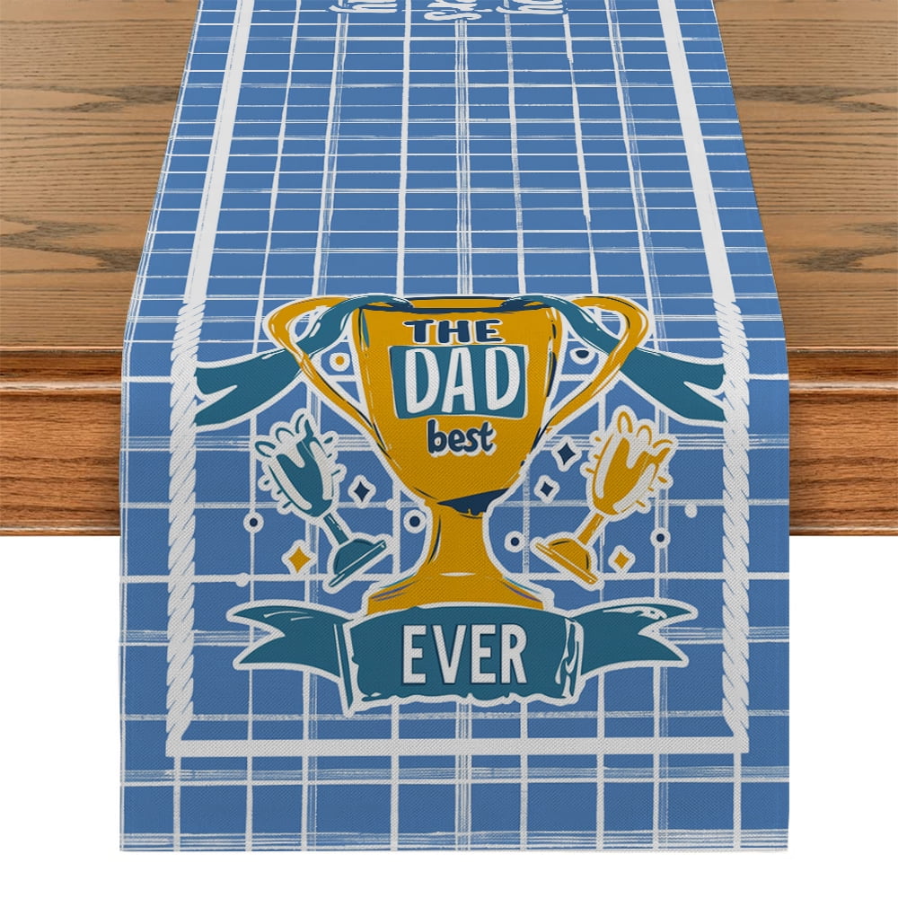 Father's Day Beard Trophy Geometry Table Runner Kitchen Table r ...