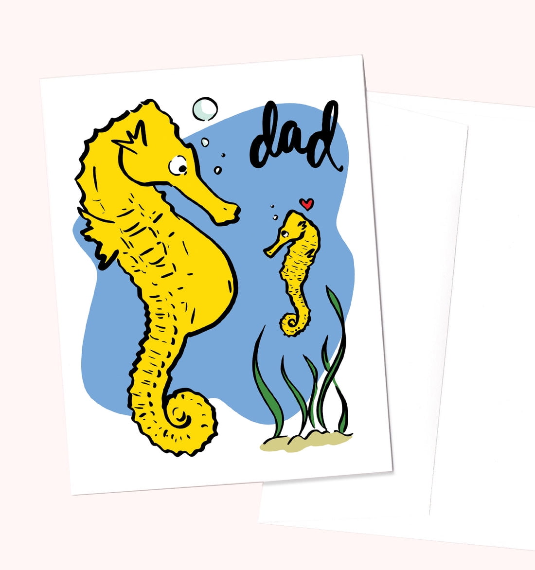 Father's Day Card for Dad – Adorable Seahorse Illustration – Blank ...
