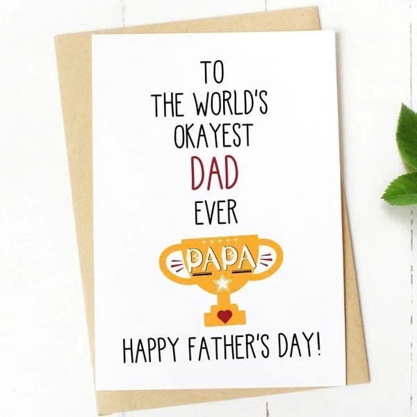 Father’s Day Card for the World’s Okayest Dad – Trophy Design – Blank ...