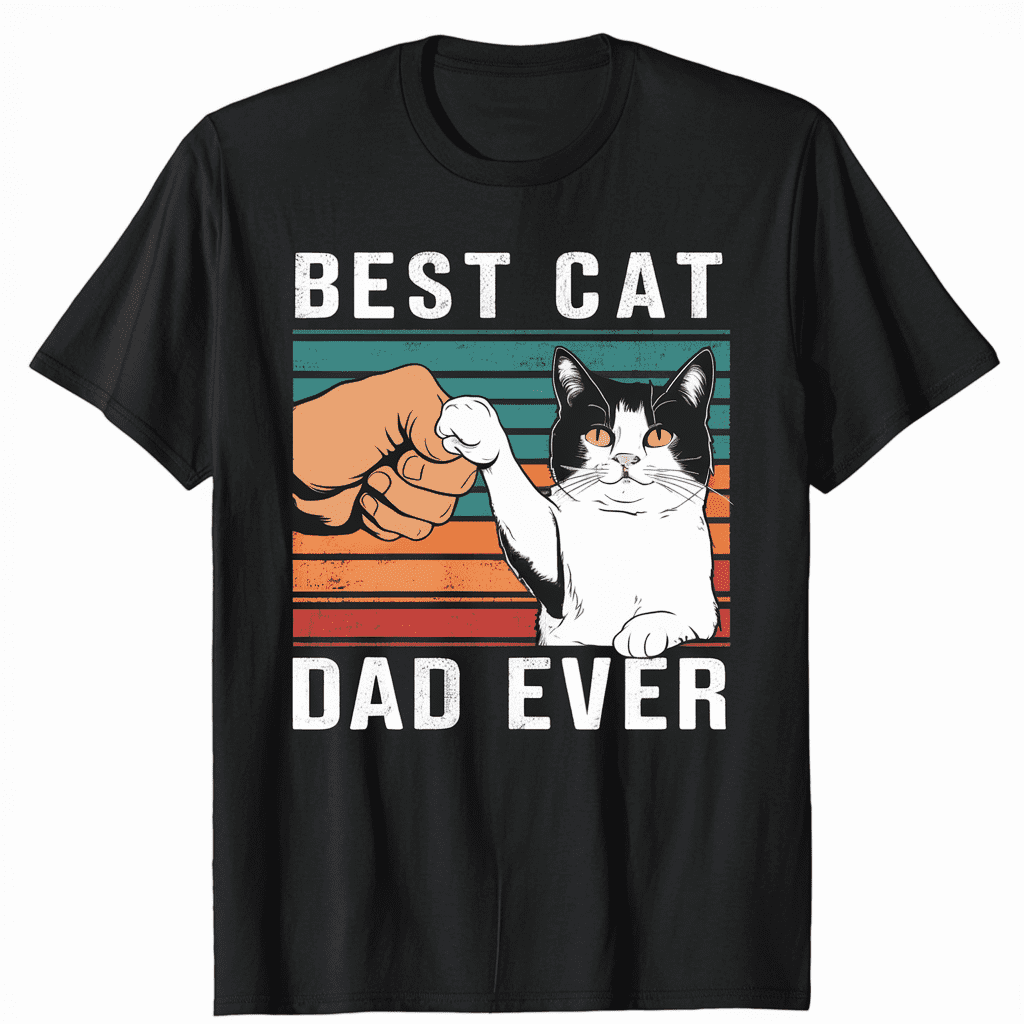 Father's Day Cat Daddy 2024, Vintage Best Cat Dad Ever T-Shirt ...