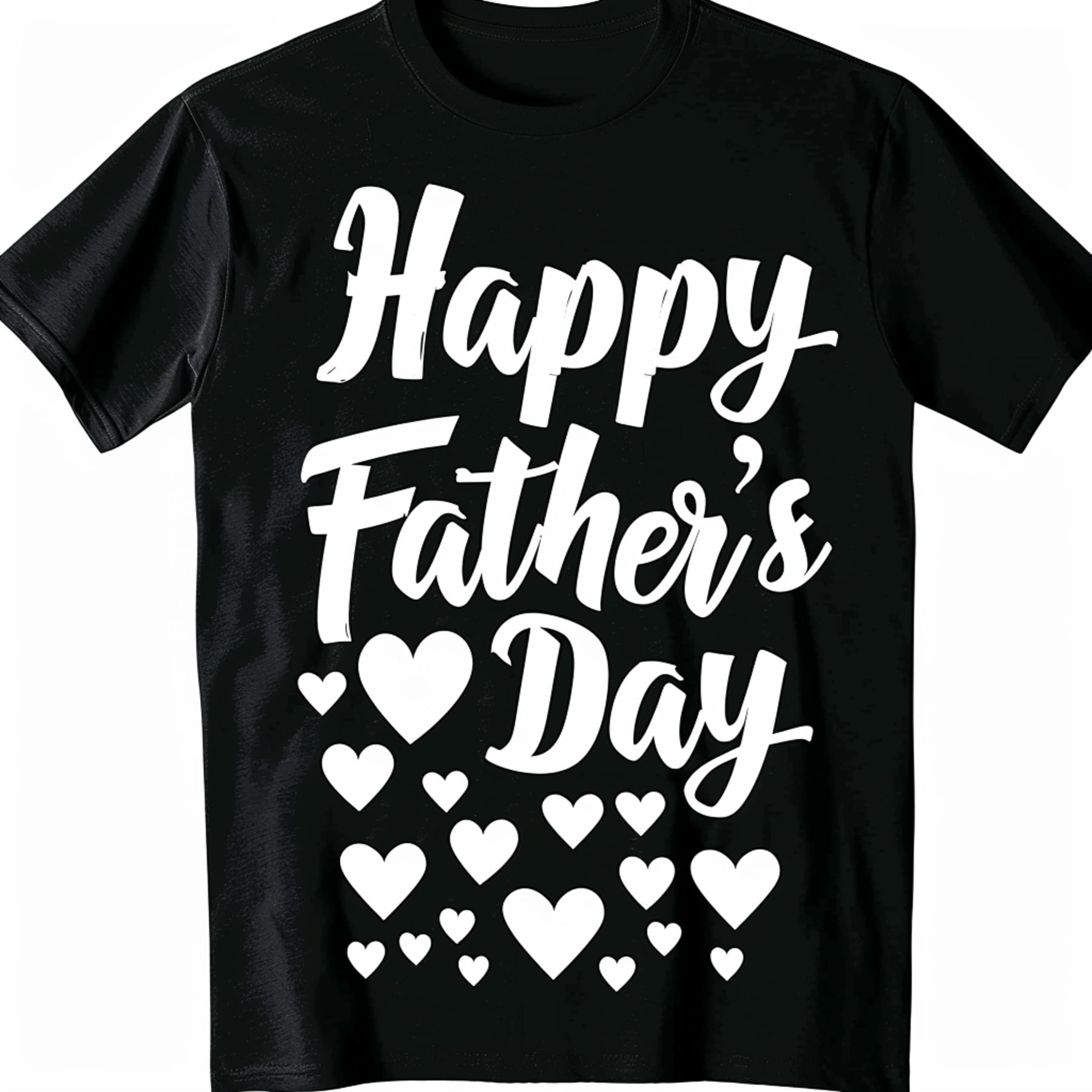 Father's Day Celebration Hearts Design Black Tee Minimalist Vector ...