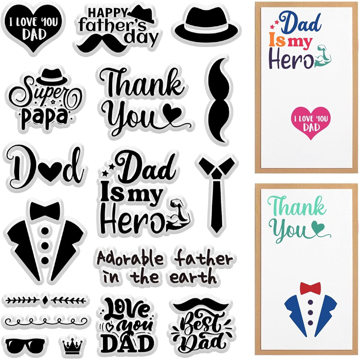Father's Day Clear Rubber Stamp Thank You Dad Love Papa Vintage ...