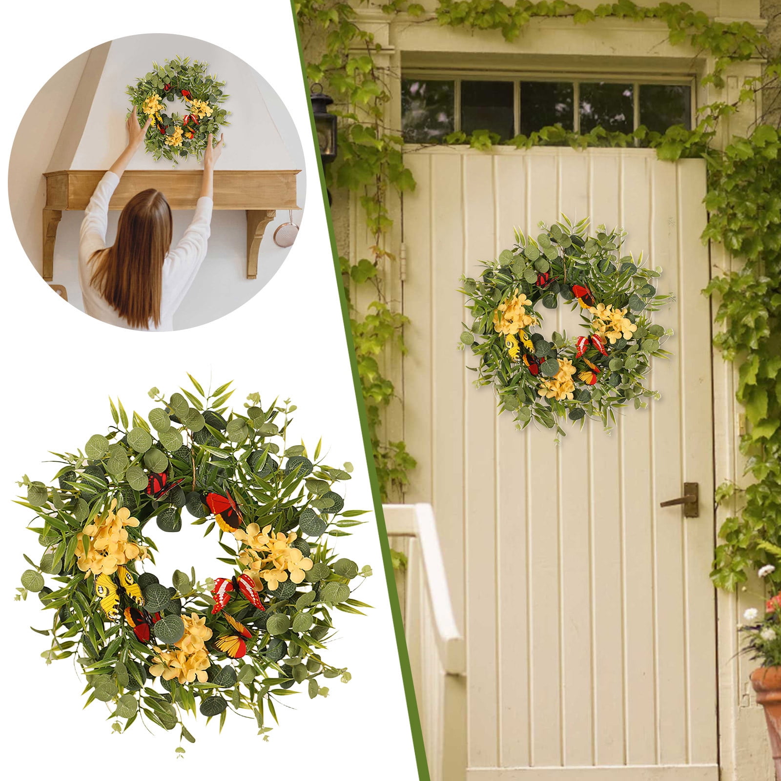 Father’s Day Clearance Spring Wreath Round Artificial Green Garland ...
