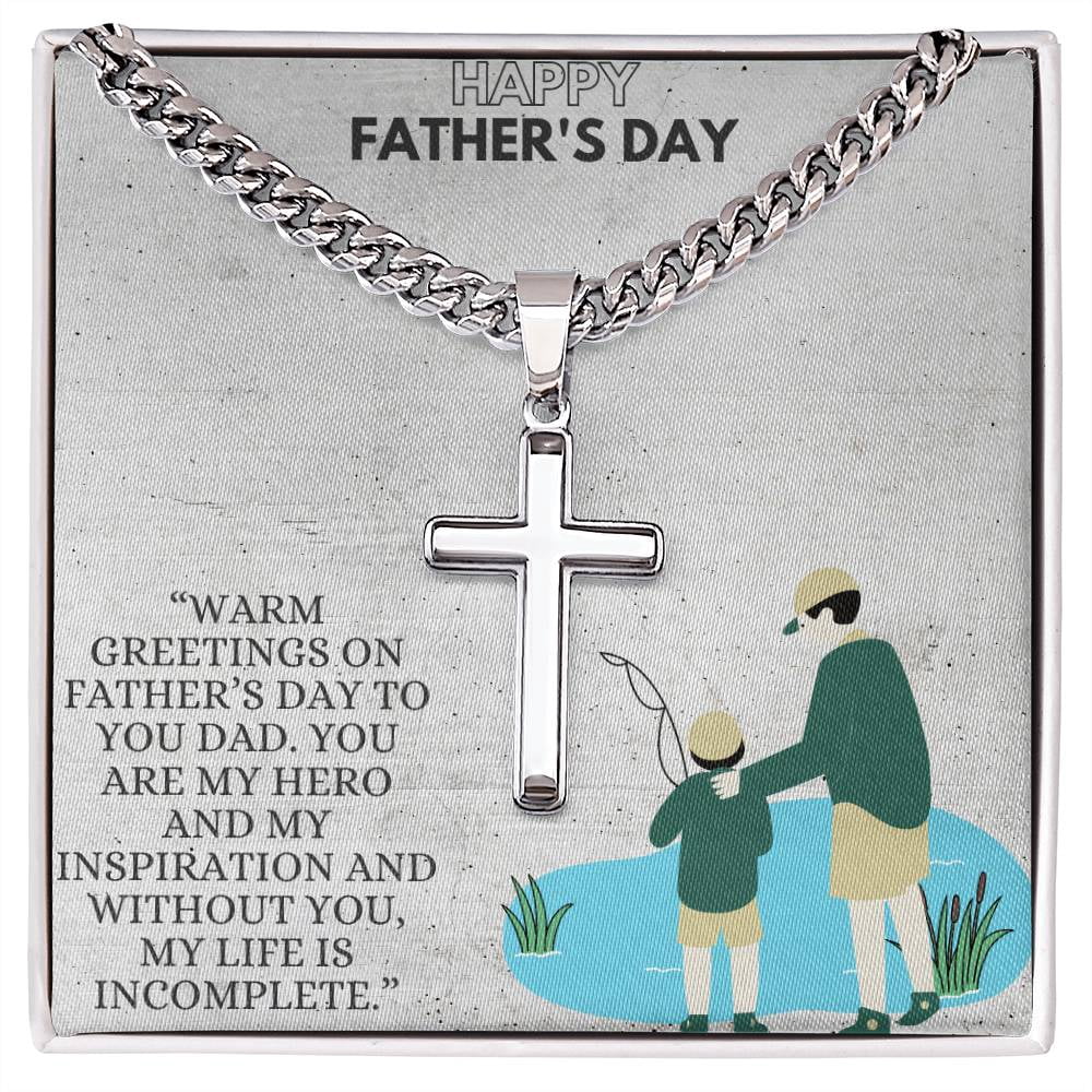 Father's Day Dad gift, Cross Necklace for Dad - Cuban Link Chain with ...