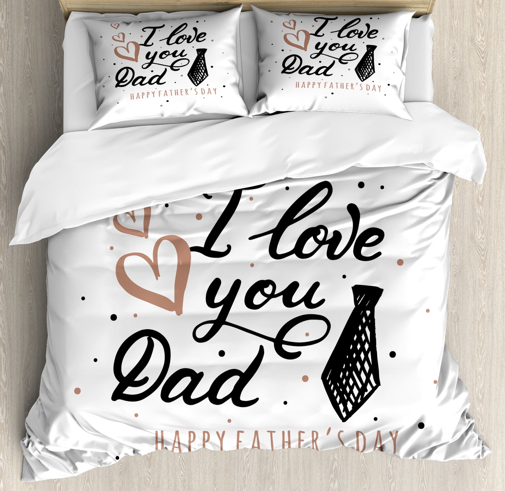 Father's Day Duvet Cover Set, I Love You Dad with a Tie and Polka Dots ...