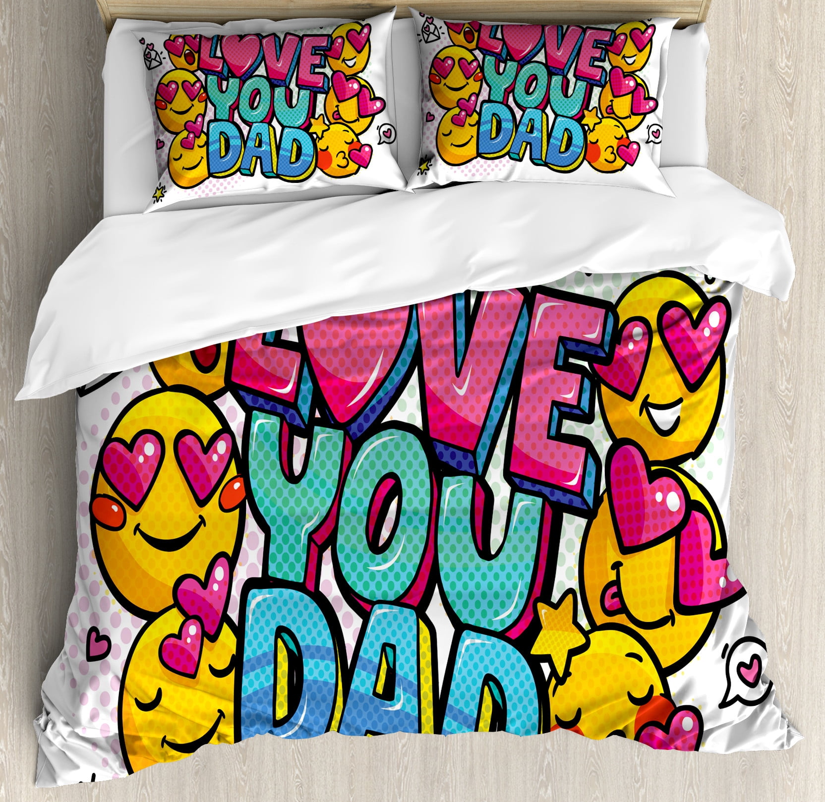 Father's Day Duvet Cover Sets, Colorful Love You Dad and Smiling ...