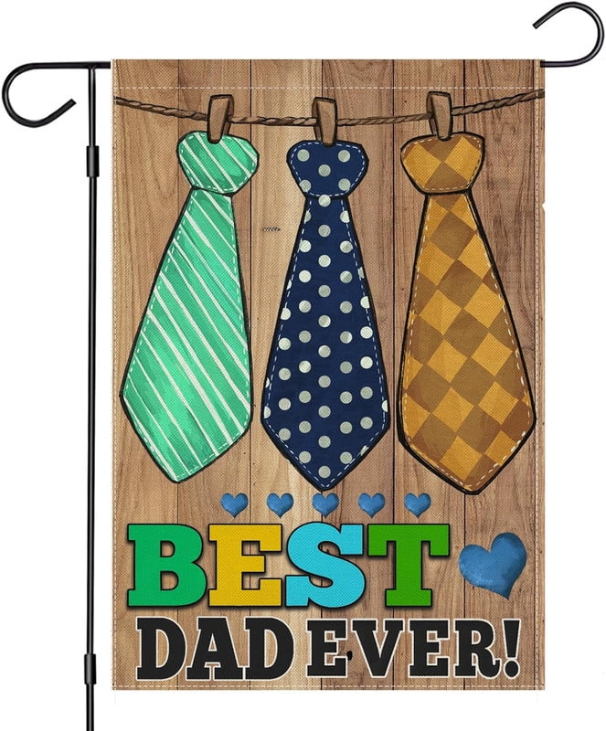 Father's Day Garden Flags for Outside, BEST DAD EVER Colorful Tie Yard ...