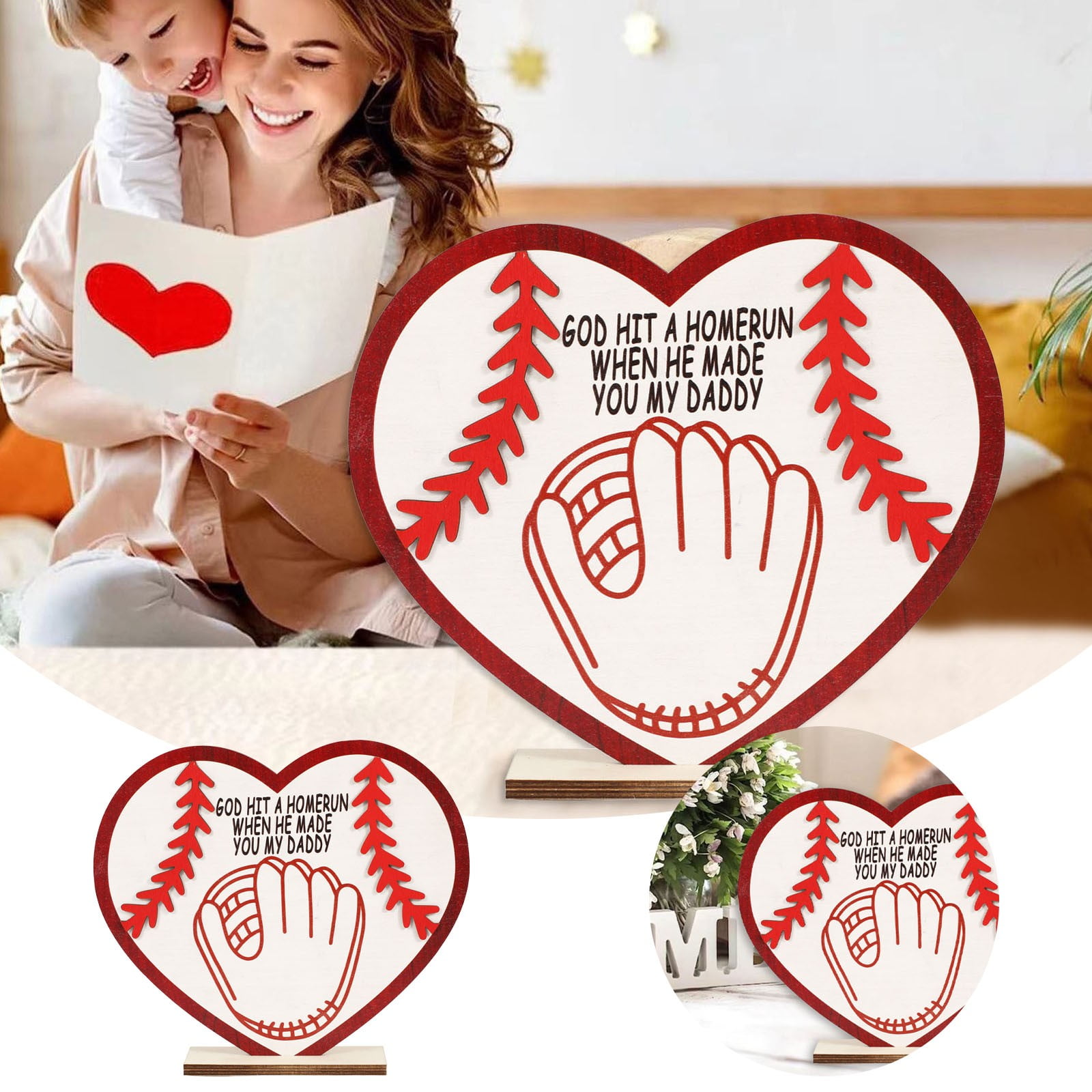 Father's Day Gift To My Daddy Sign Heart Shaped Acrylic Plaque Decor ...