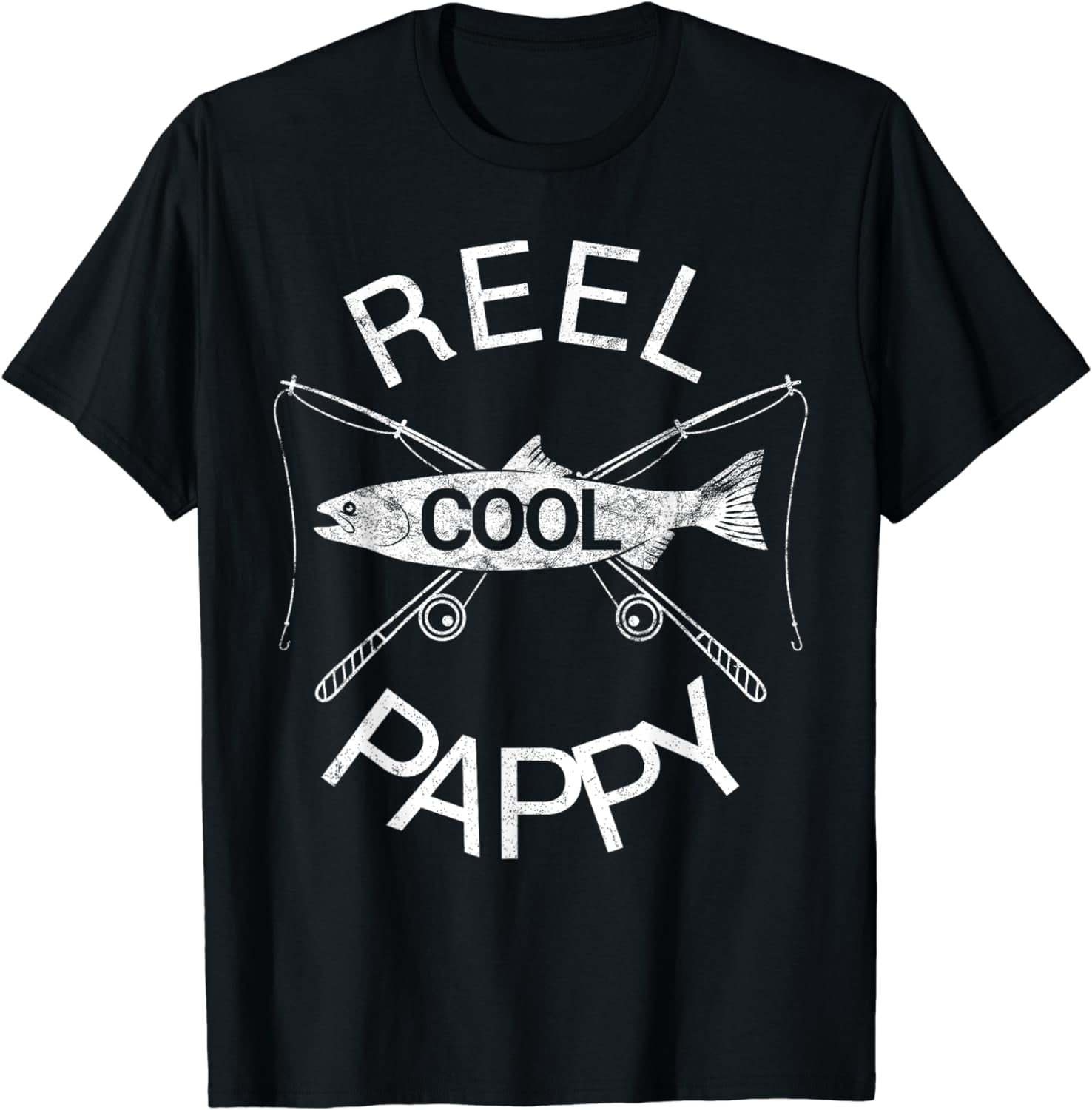 Father's Day Gift REEL COOL PAPPY Fish Grandpa Papa Dad Joke T-Shirt ...