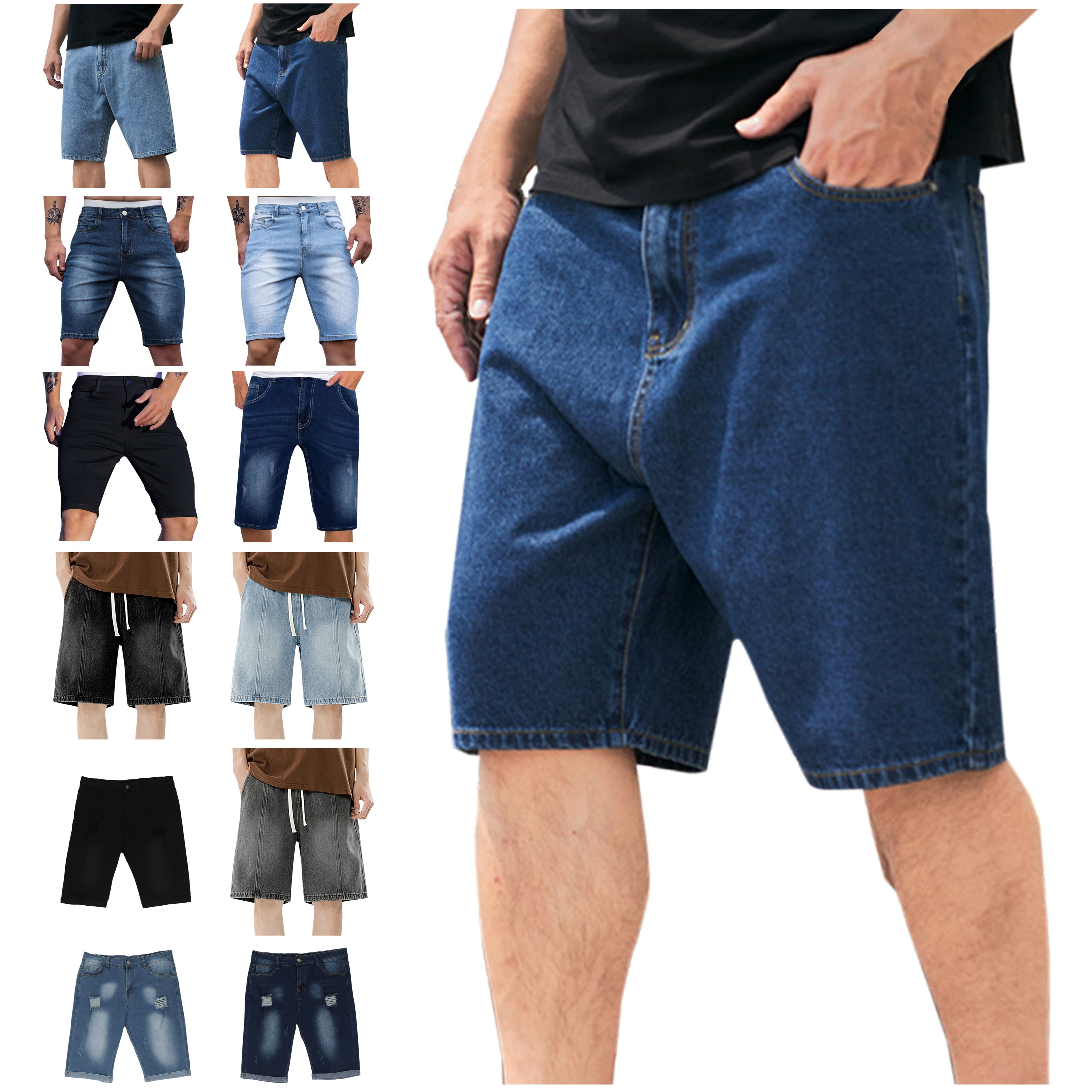 Father's Day Gifts DDAPJ pyju Men's Moto Biker Jeans Shorts Ripped ...