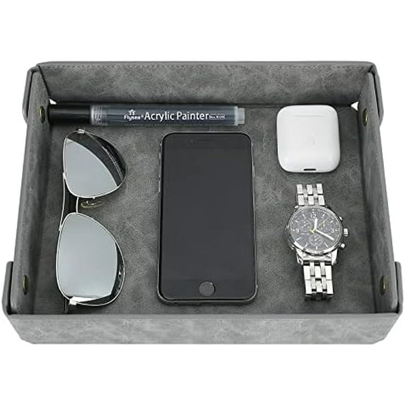 Father's Day Gifts Faux Leather Valet Tray Organizer for Men - Catch ...