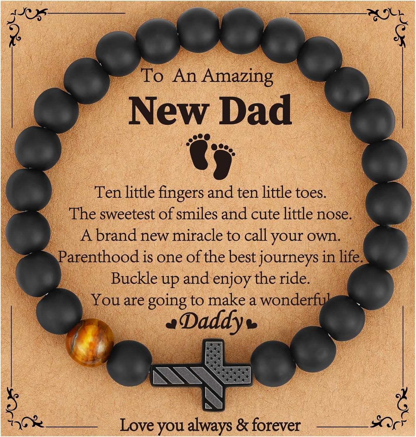 Father's Day Gifts New Dad Stepdad Husband Boyfriend Cross Bead ...