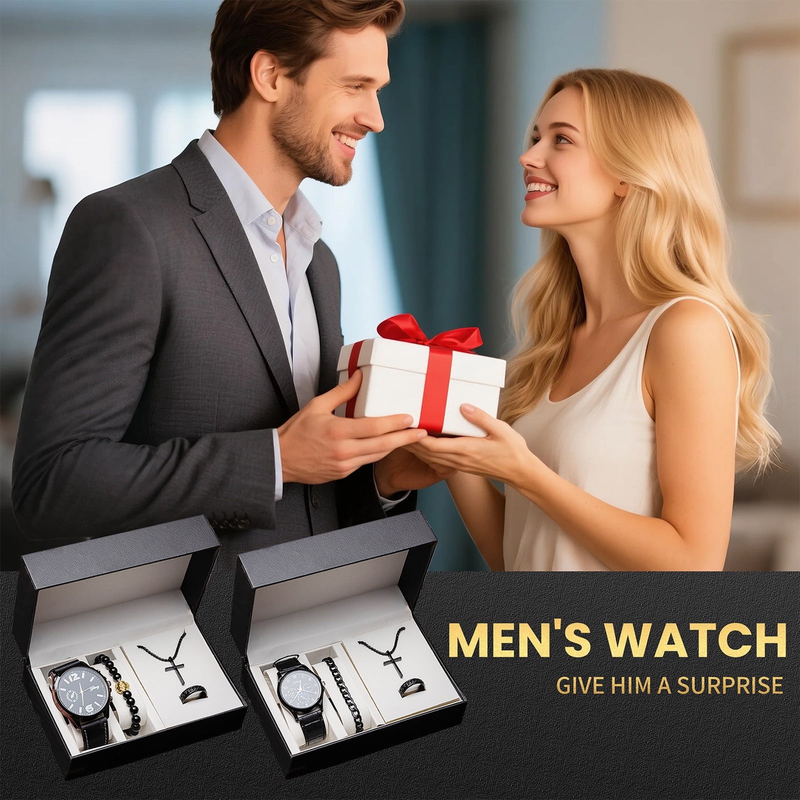 Father's Day Luxury: Men's Watch & Accessories Set - Quartz Watch ...