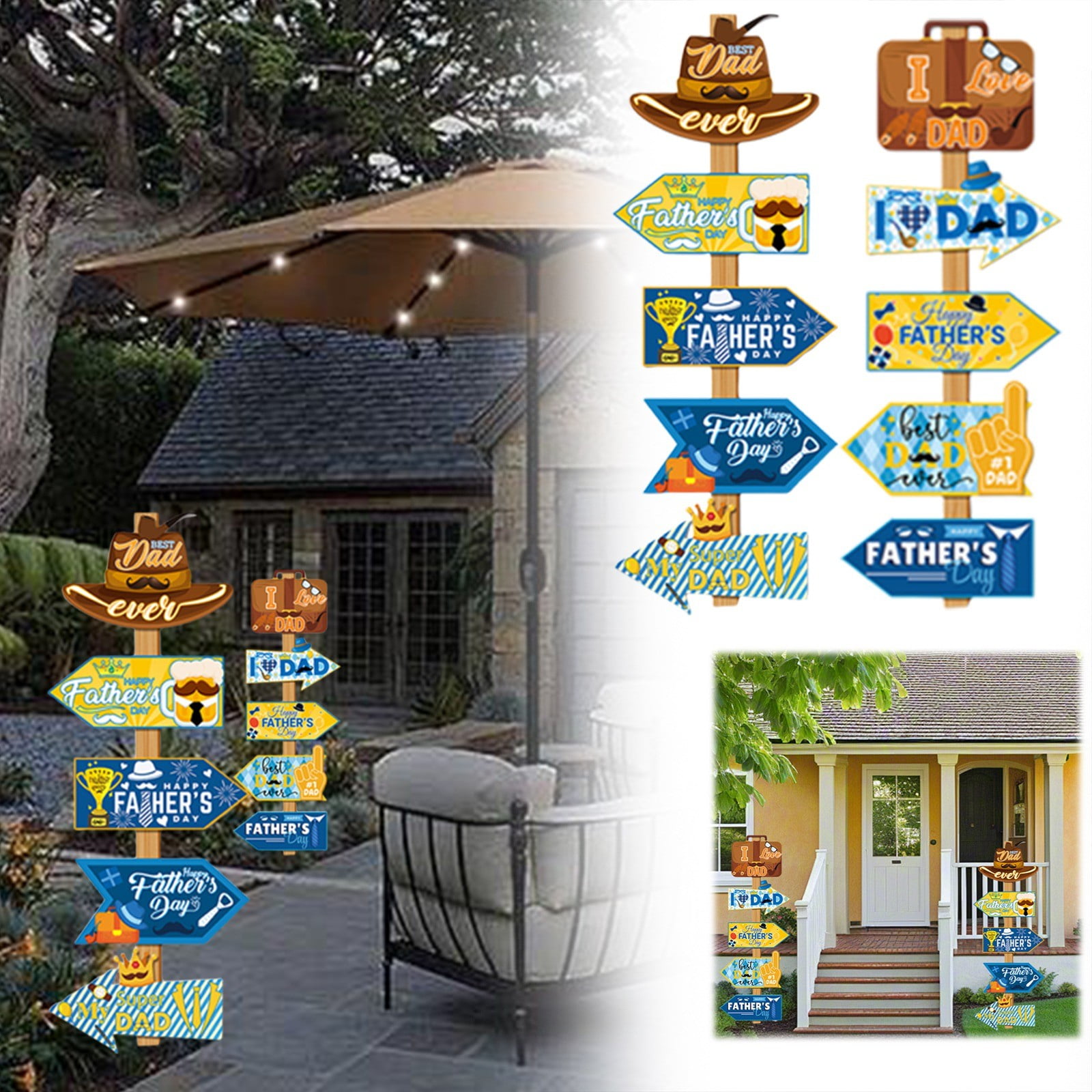 Father's Day Party Decorations Set 10 Pack DIY Dad Themed Road Signs ...
